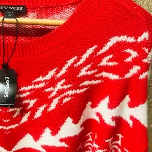 Express | Sweaters | Express Red Holiday Geometric Pullover Sweater Nwt ...